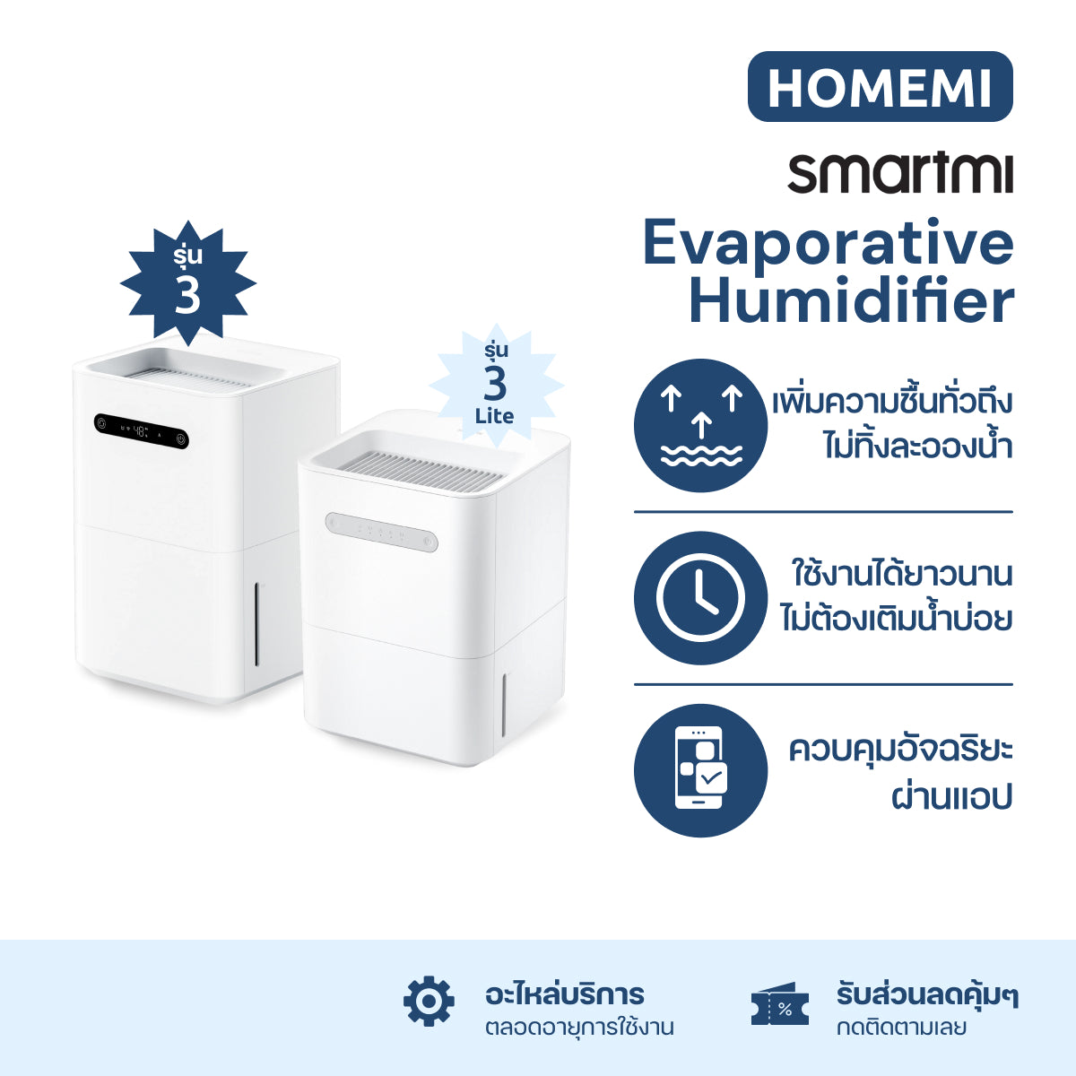Smartmi เครื่องเพิ่มความชื้นในอากาศ Evaporative Humidifier ช่วยเพิ่มคว ...